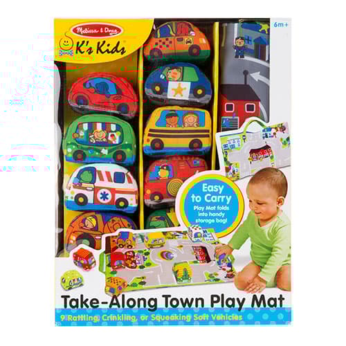 Melissa & Doug Take-Along Town Play Mat- 9 Vehicles - With Storage Bag