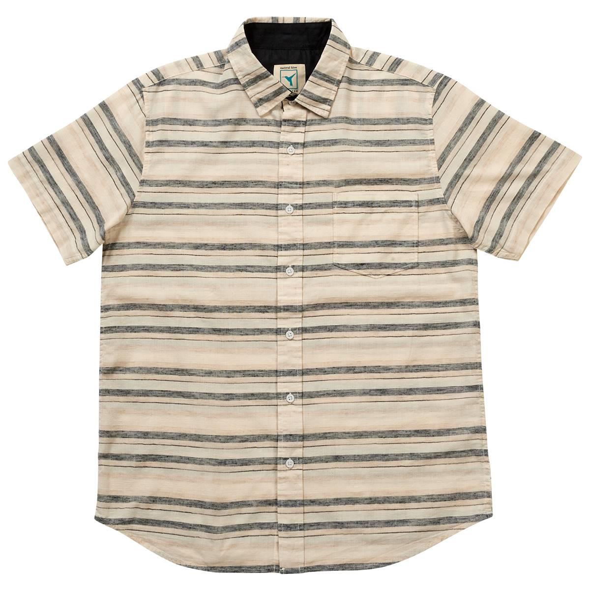 Click here for Mens Natural Blue Textured Cotton Blend Striped Bu... prices