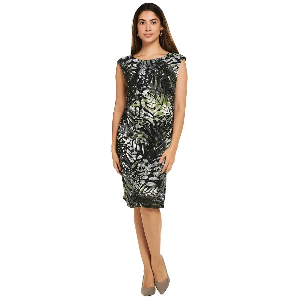 Click here for Petite Connected Apparel Sleeveless Leaf Wrap Dres... prices