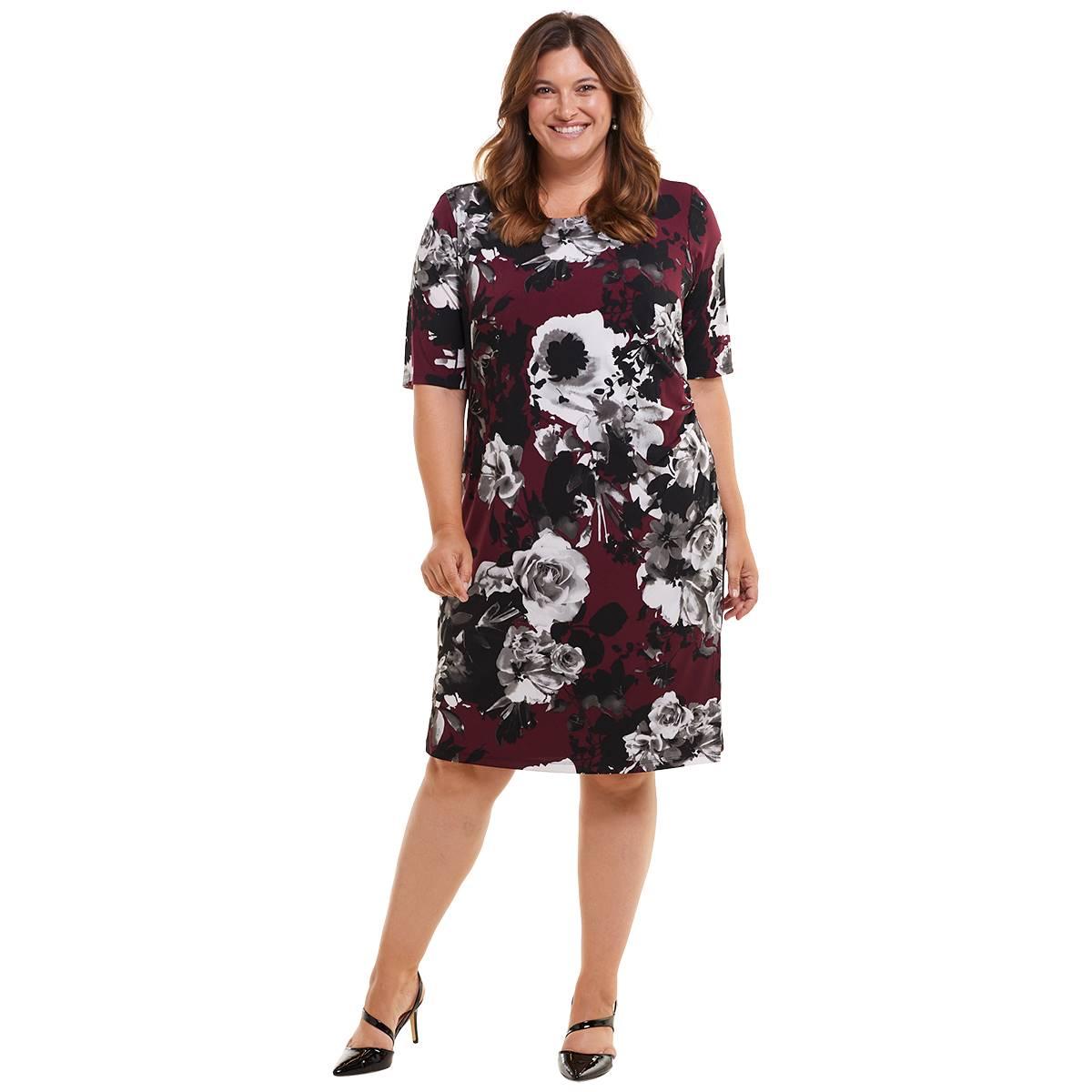 Click here for Plus Size Connected Apparel Elbow Sleeve Floral Wr... prices