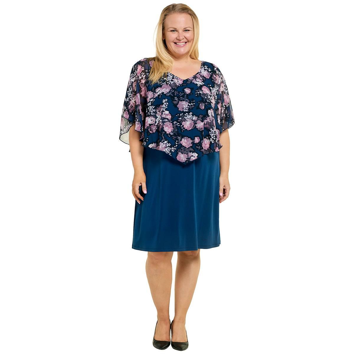 Click here for Plus Size Connected Apparel V-Neck Watercolor Cape... prices