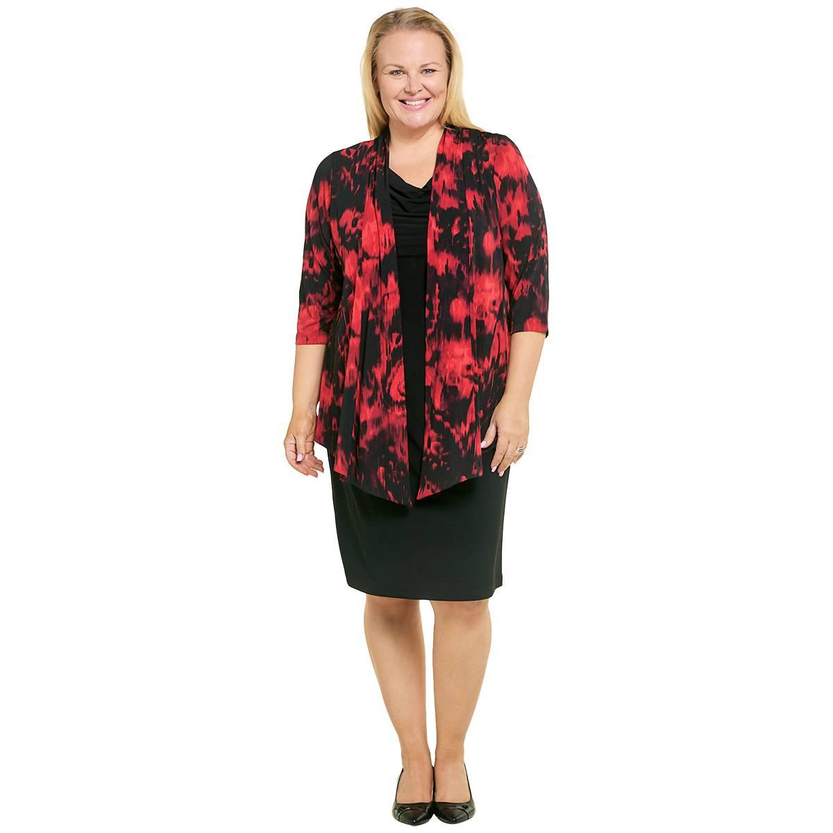 Click here for Plus size Connected Apparel Elbow Sleeve Abstract... prices