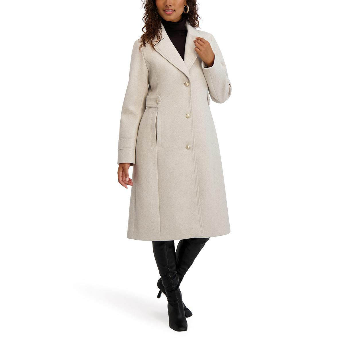Click here for Womens Kensie Single Breasted Faux Wool Coat With... prices