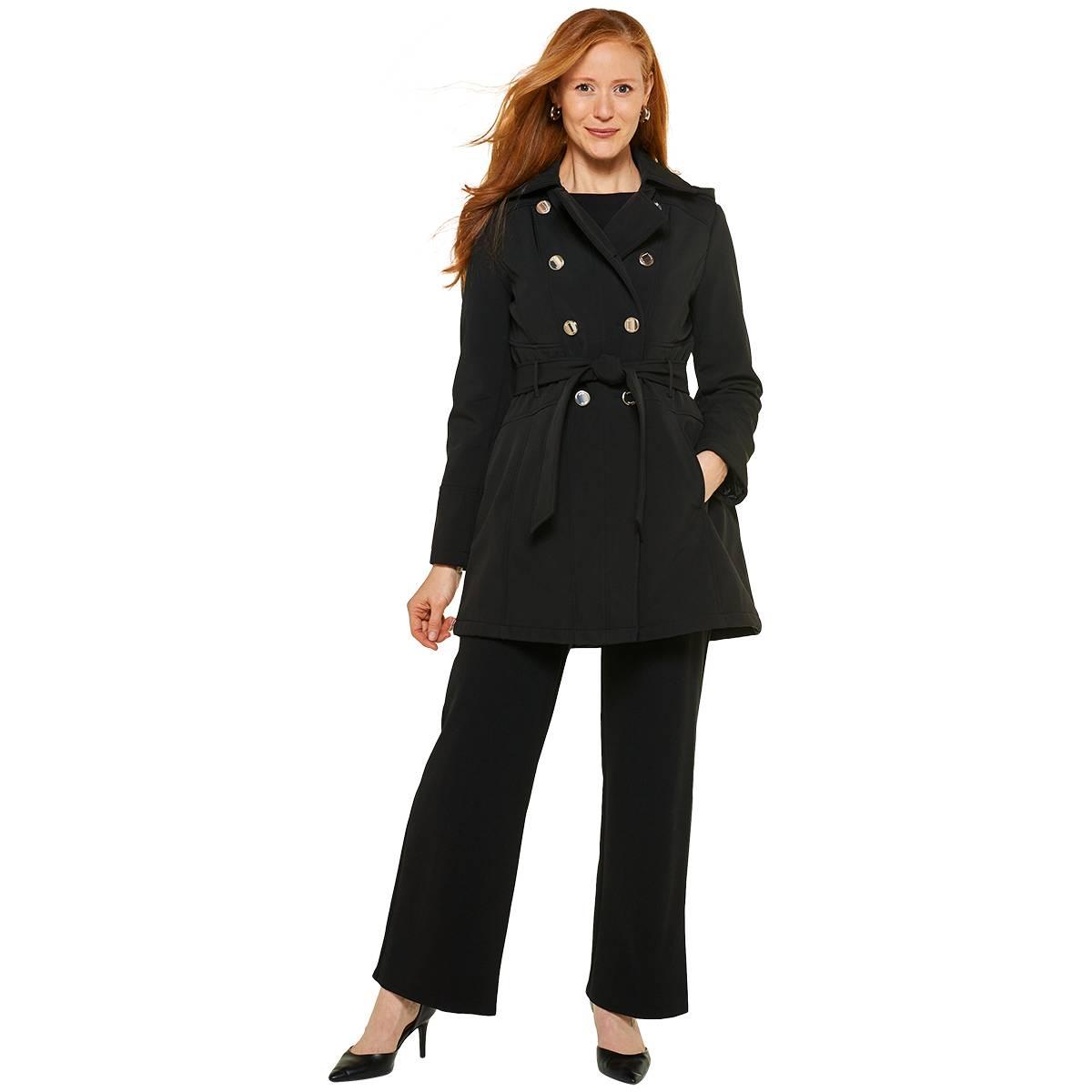 Click here for Womens Kensie Double Breasted Softshell Belted Tre... prices