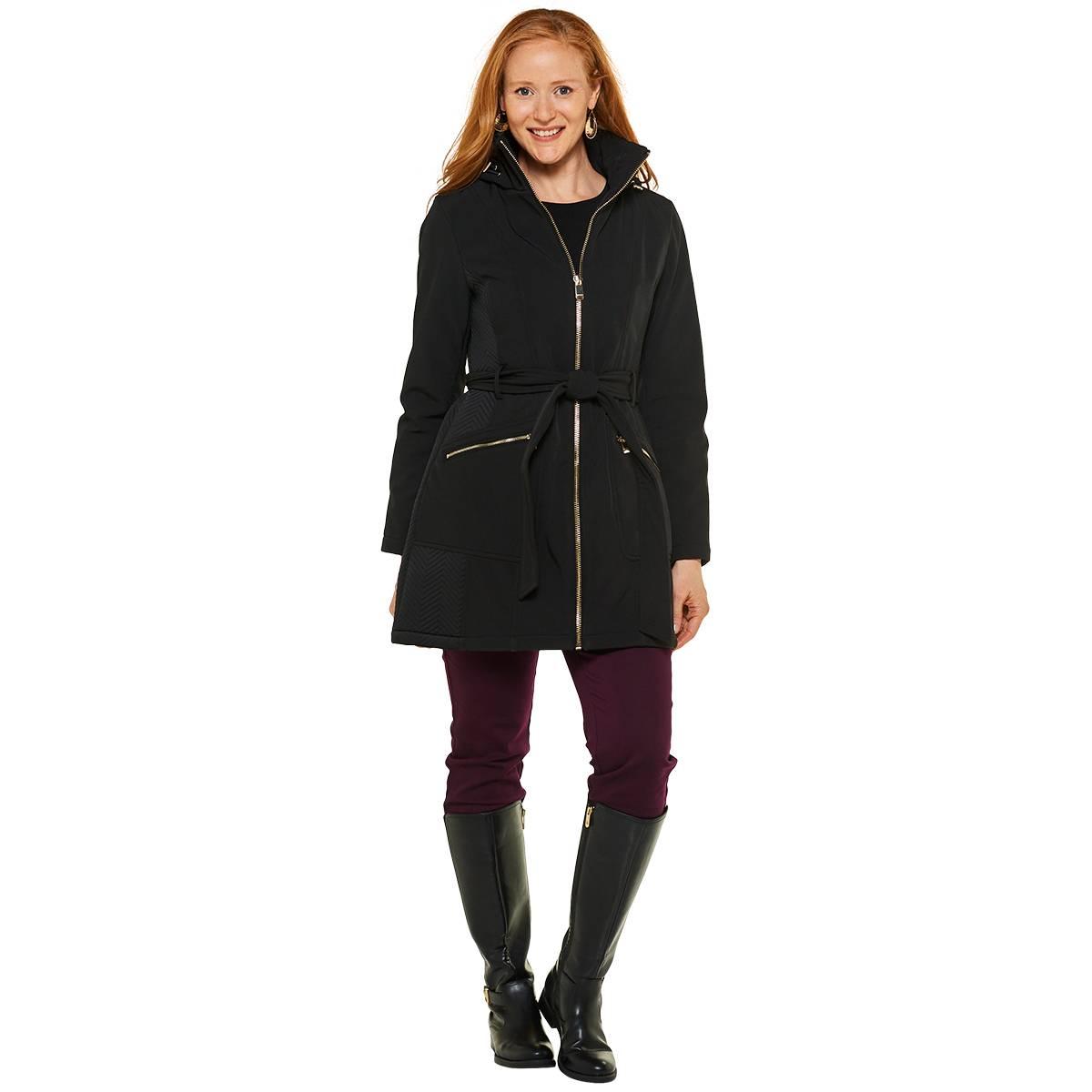 Click here for Womens Kensie Softshell Walker Jacket with Belt prices