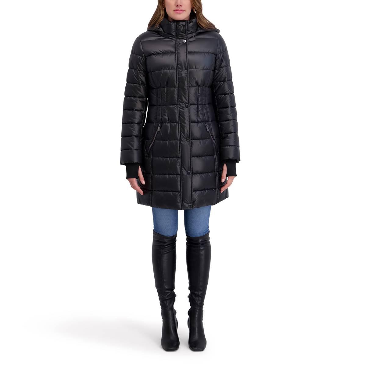 Womens Kensie Polyfill Puffer Coat with Hood