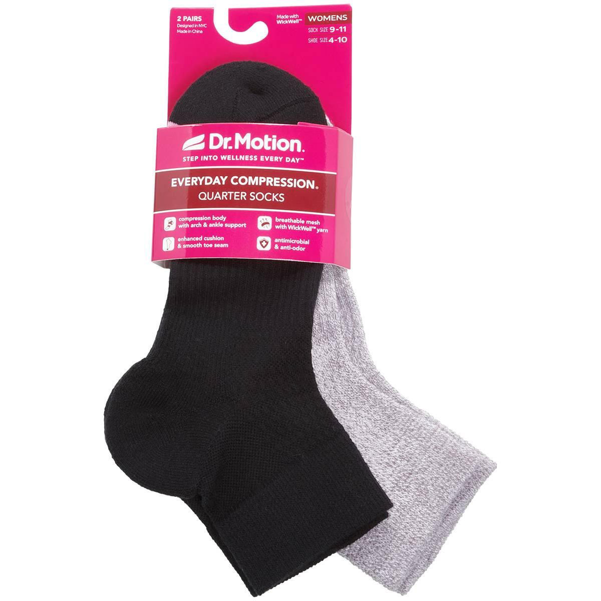 Click here for Womens Dr. Motion 2pk. Solid Compression Quarter S... prices