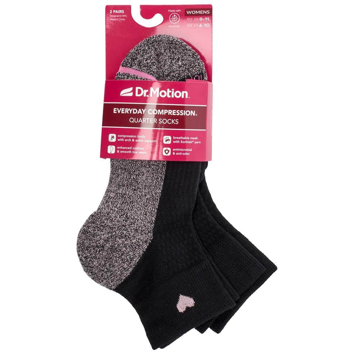 Click here for Womens Dr. Motion 2pk. Solid Heart Low Cut Compres... prices