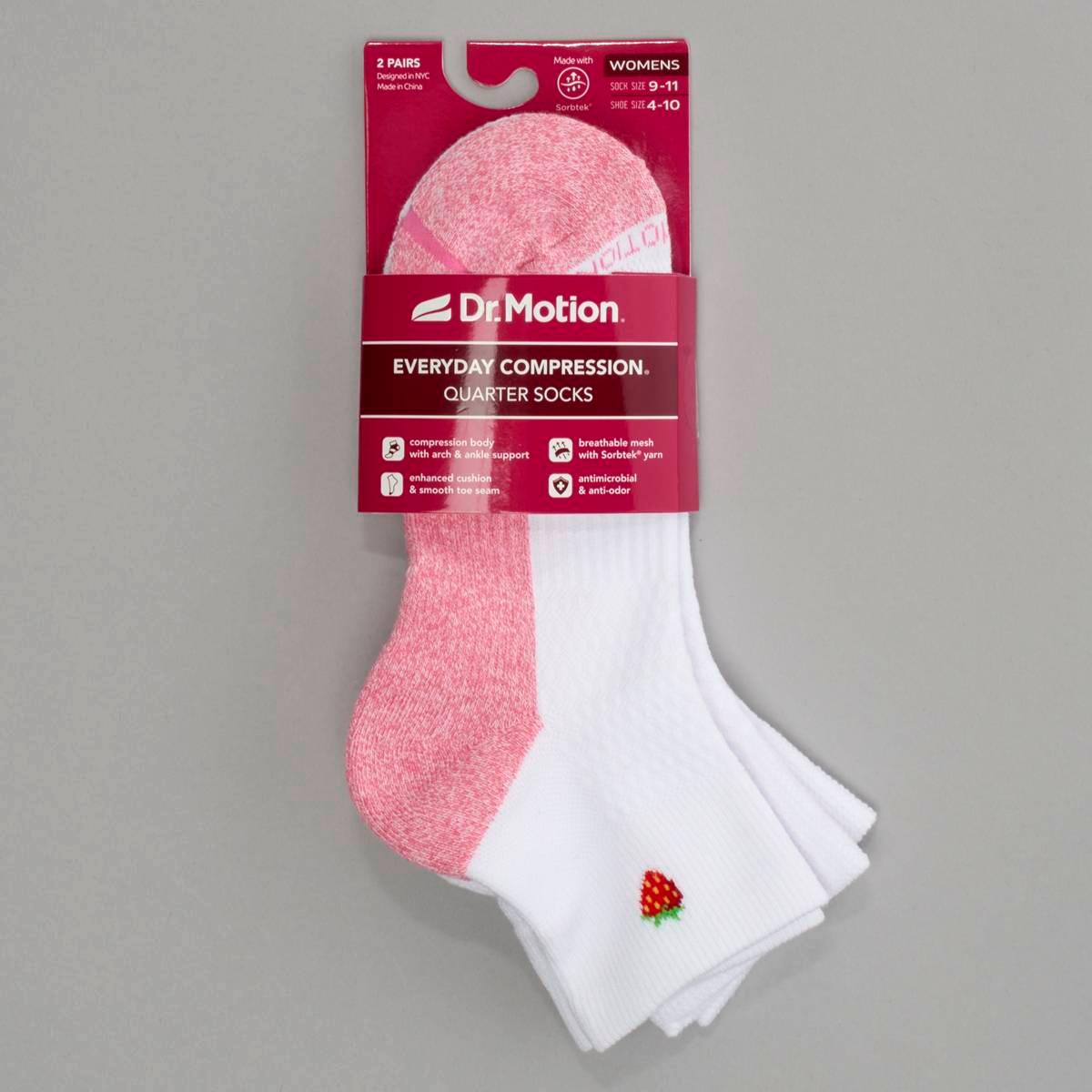 Click here for Womens Dr. Motion 2pk. Strawberry Quarter Compress... prices