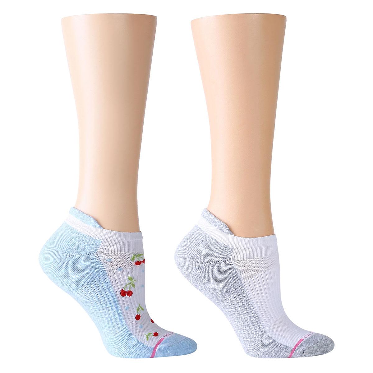 Click here for Womens Dr. Motion 2pk. Cherry White Low Cut Compre... prices