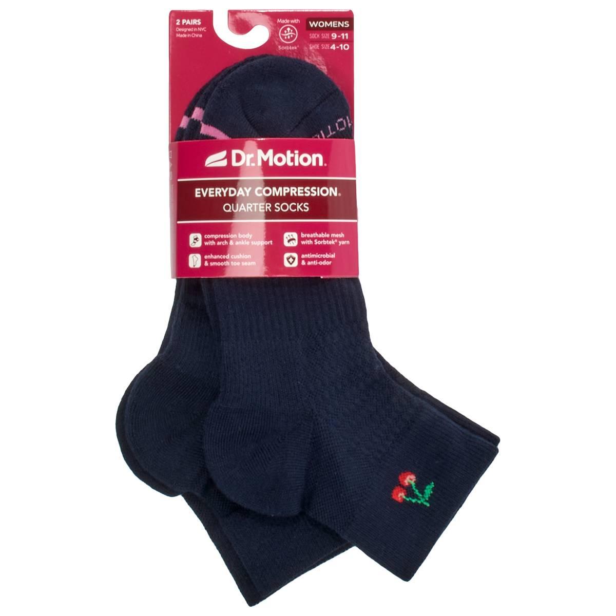 Click here for Womens Dr. Motion(R) 2pk. Cherry Quarter Socks prices