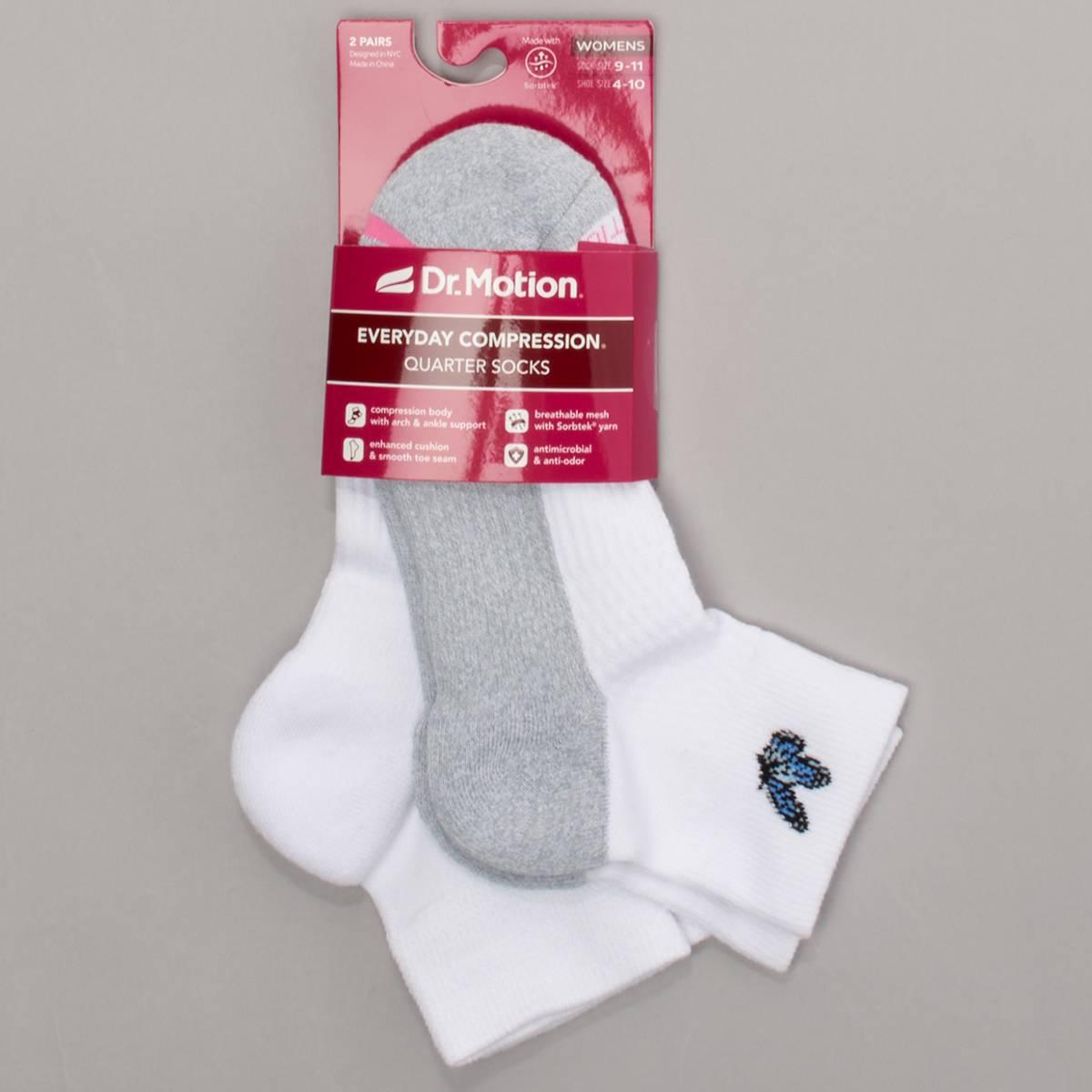 Click here for Womens Dr. Motion(R) 2pk. Butterfly Quarter Socks prices
