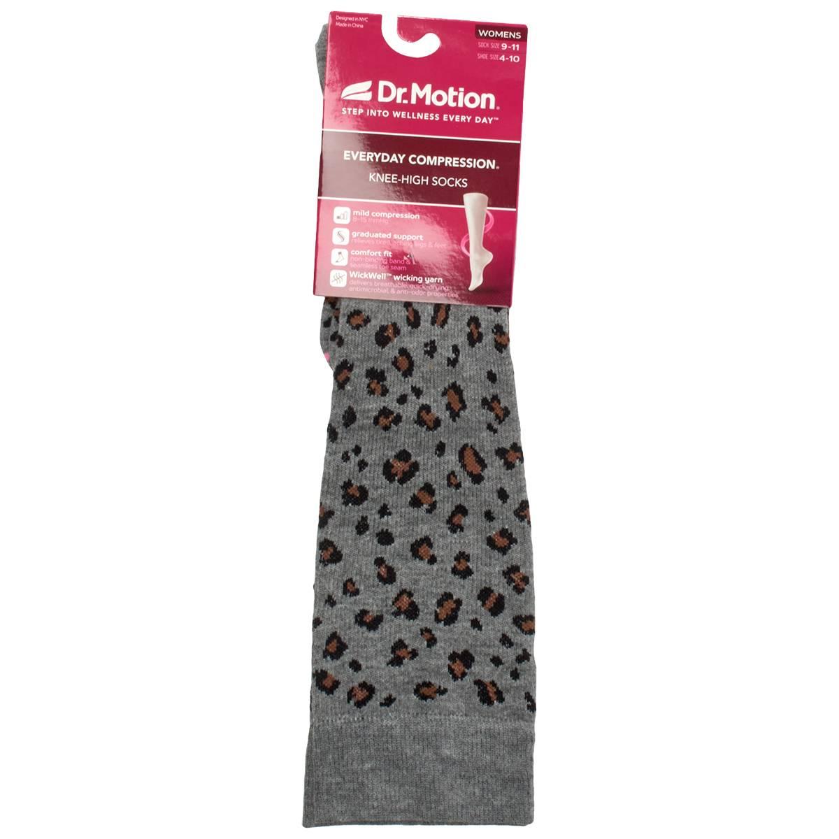 Click here for Womens Dr. Motion Leopard Compression Knee High So... prices