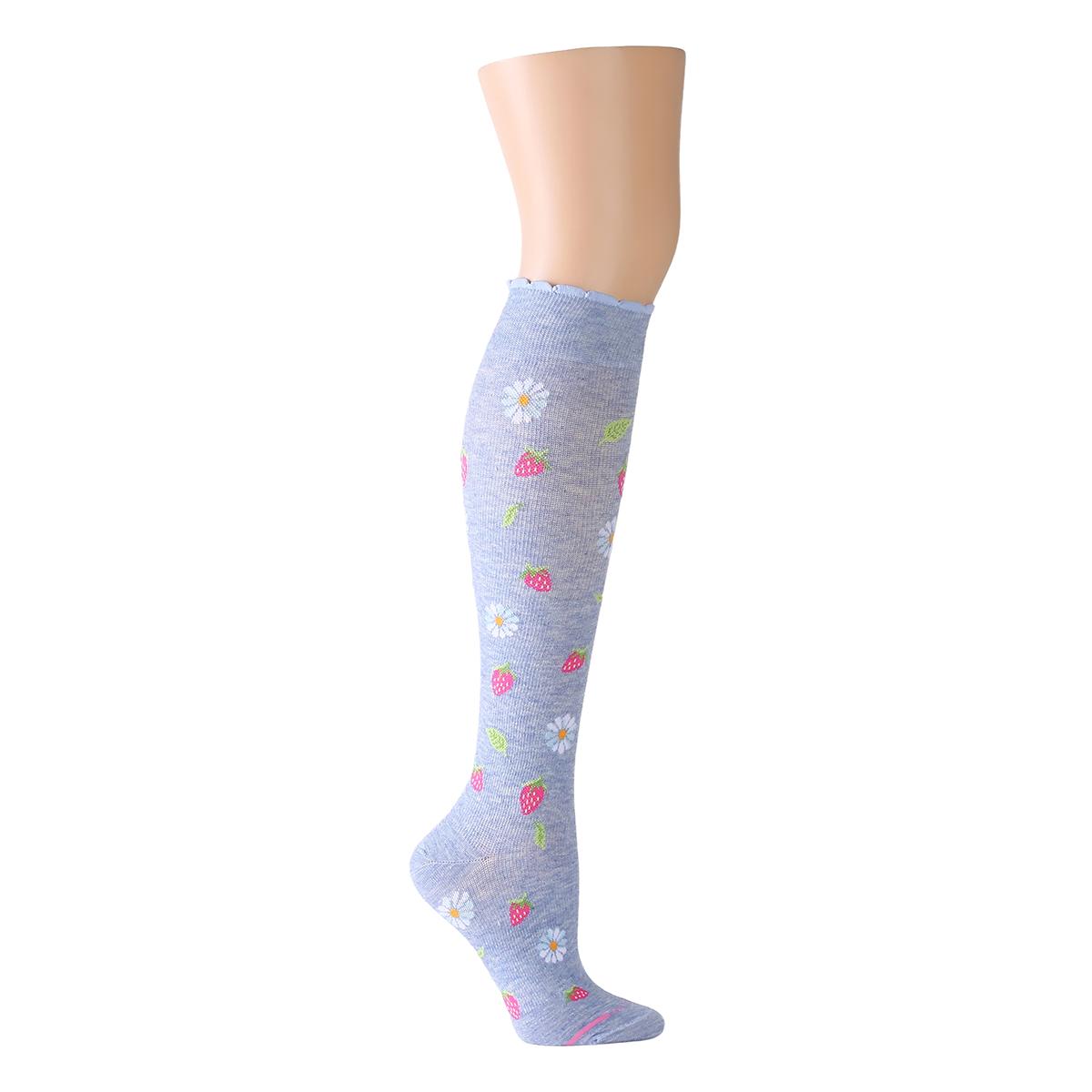 Click here for Womens Dr. Motion Strawberry Denim Compression Kne... prices