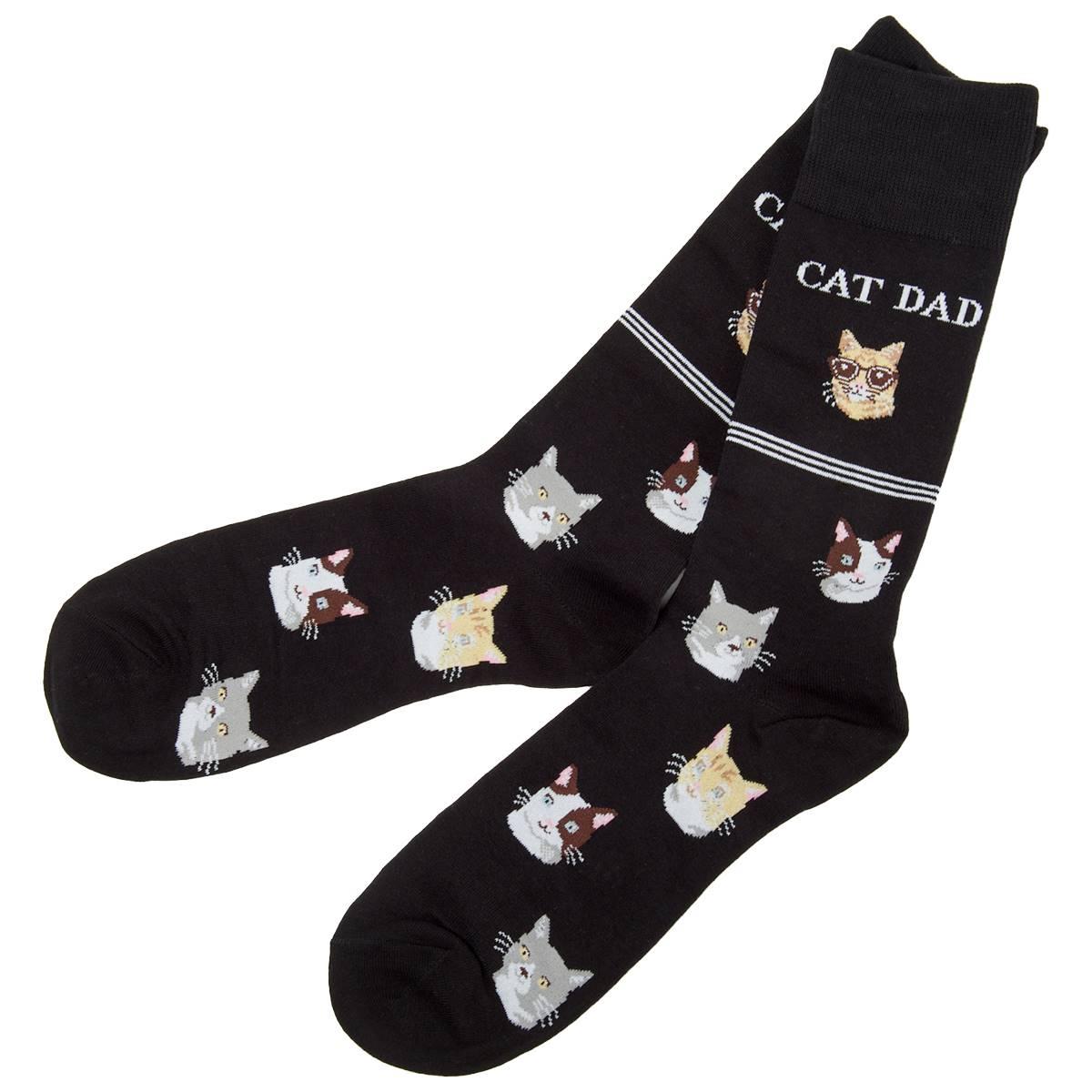 Click here for Mens Davco(R) Cat Dad Crew Socks - Black prices