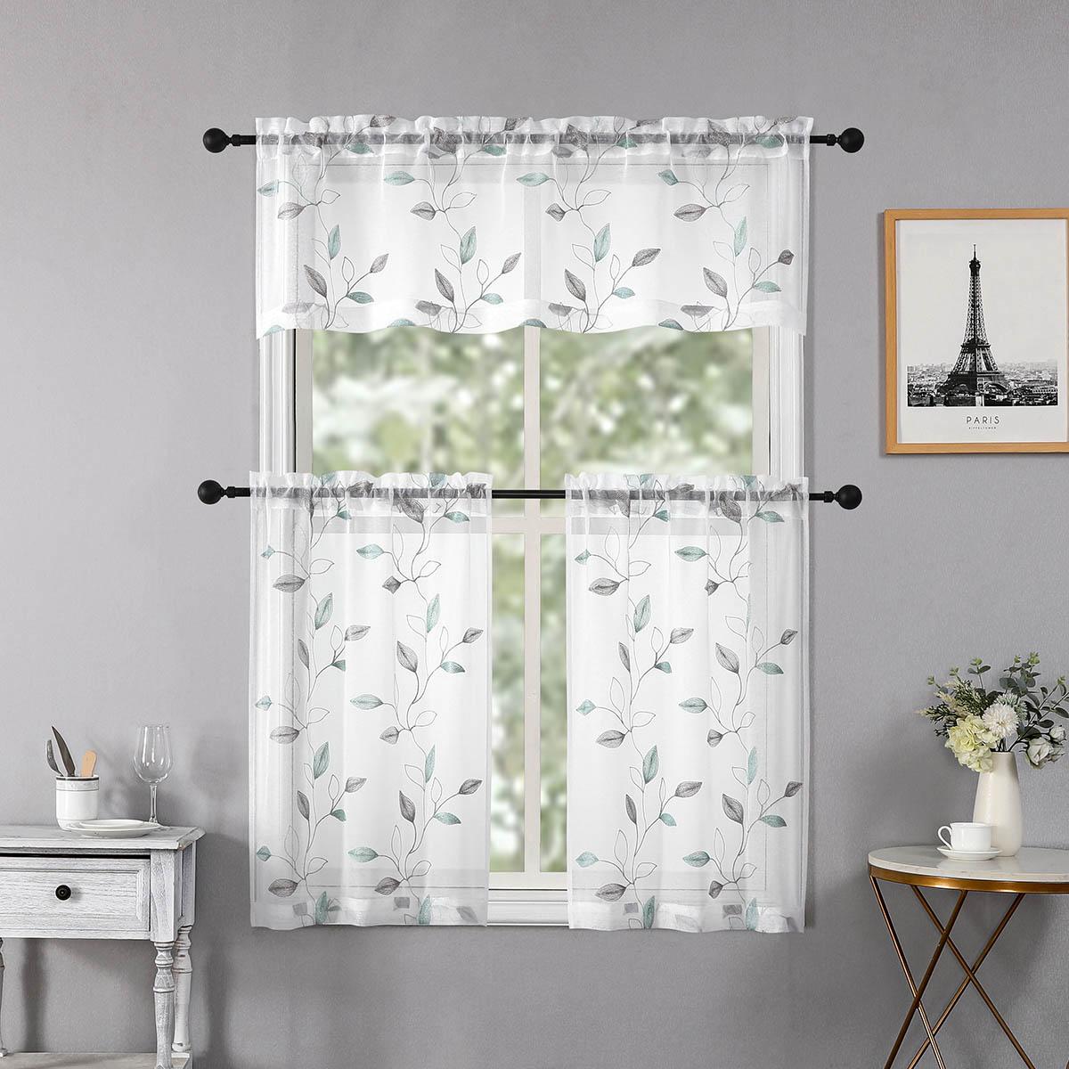 Click here for Cedar Embroidered Matte Sheer Kitchen Curtain Set prices