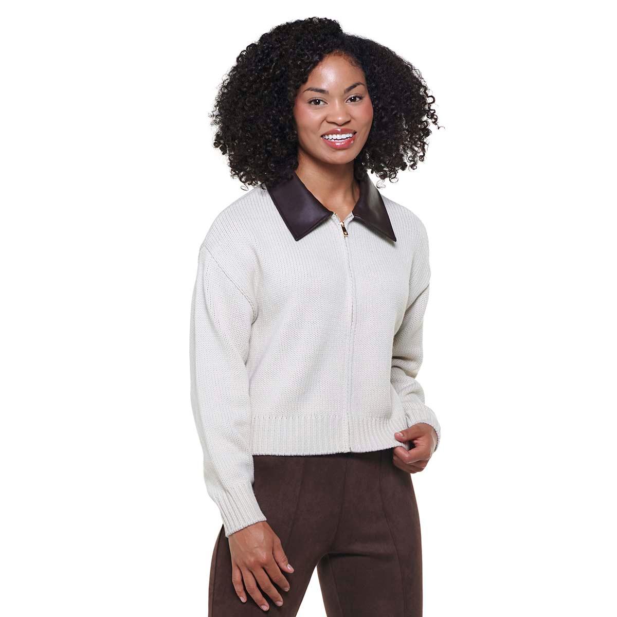 Click here for Womens Nanette Lepore Long Sleeve Leather Collar Z... prices