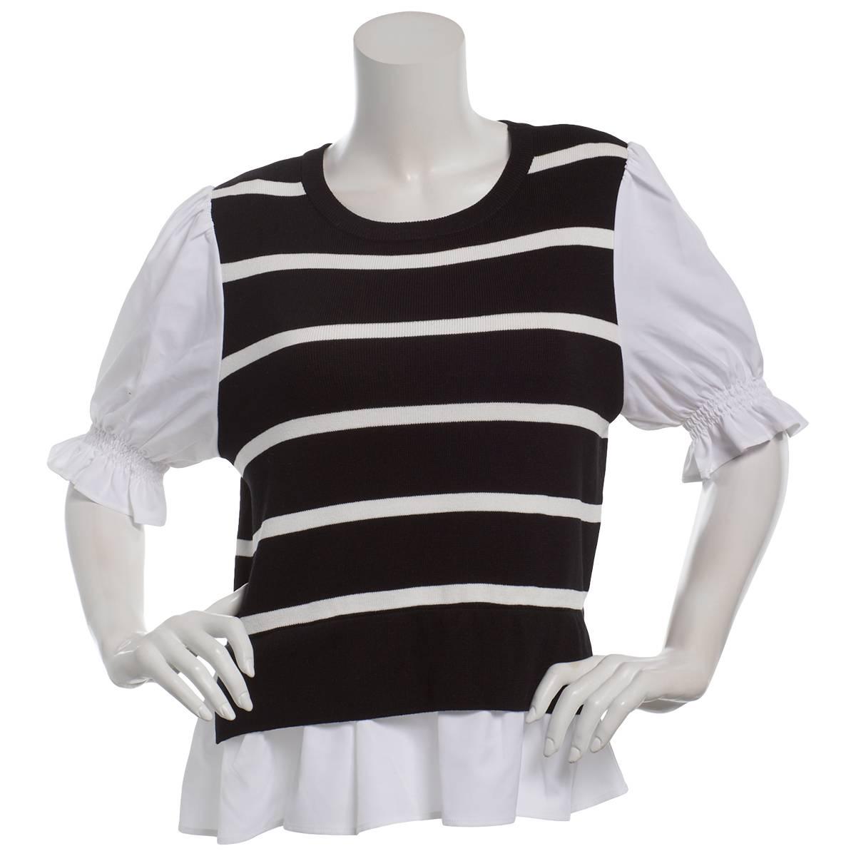 Click here for Womens Nanette Lepore Elbow Sleeve Stripe Two In O... prices