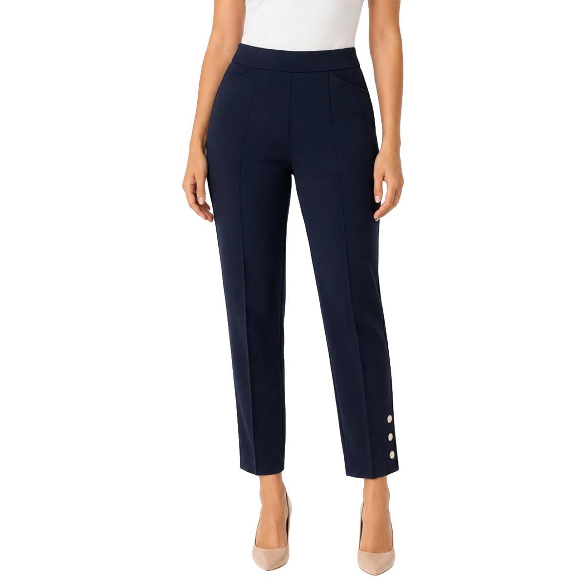 Click here for Womens Zac & Rachel Solid Stud Hem Slim Leg Pants prices