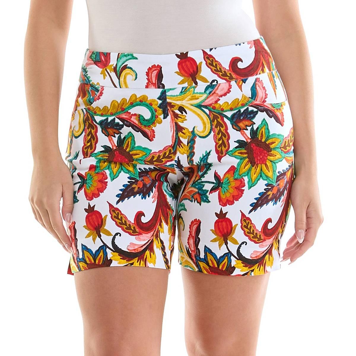 Click here for Womens Zac & Rachel Pull On Abstract Floral Bermud... prices