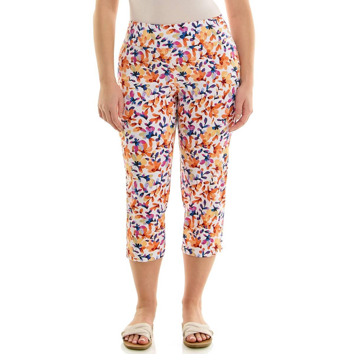 Click here for Womens Zac & Rachel Pull On Watercolor Floral Capr... prices