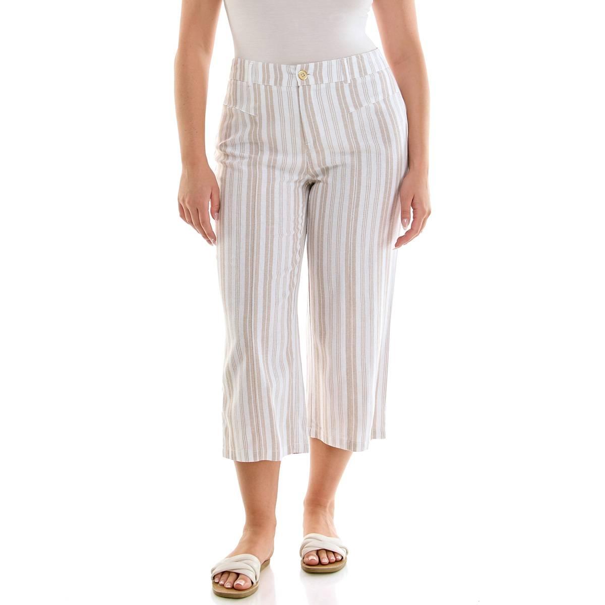 Click here for Plus Size Zac & Rachel Stripe Linen Capris prices