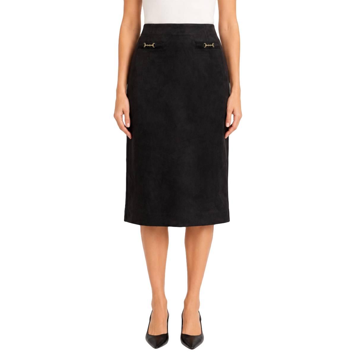 Click here for Womens Zac & Rachel Solid Suede Midi Skirt with Po... prices