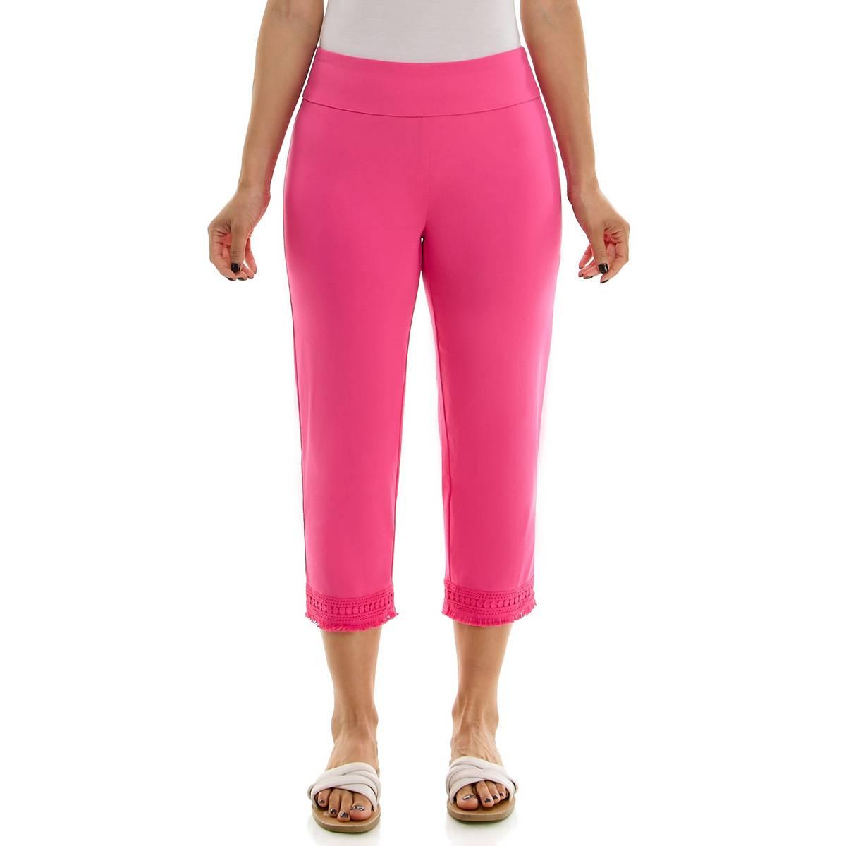 Click here for Womens Zac & Rachel Solid Embroidered Fringe Capri... prices