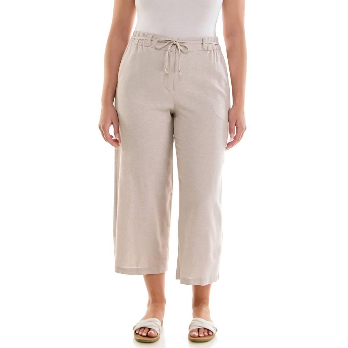 Click here for Petite Zac & Rachel Solid Linen Drawstring Wide Le... prices