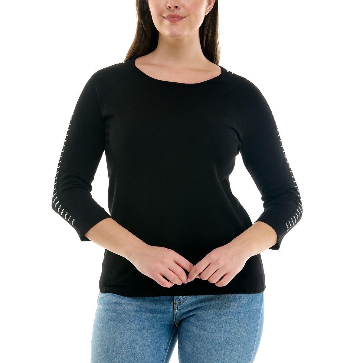 Click here for Petite Zac & Rachel 3/4 Sleeve Embellished Sweater prices