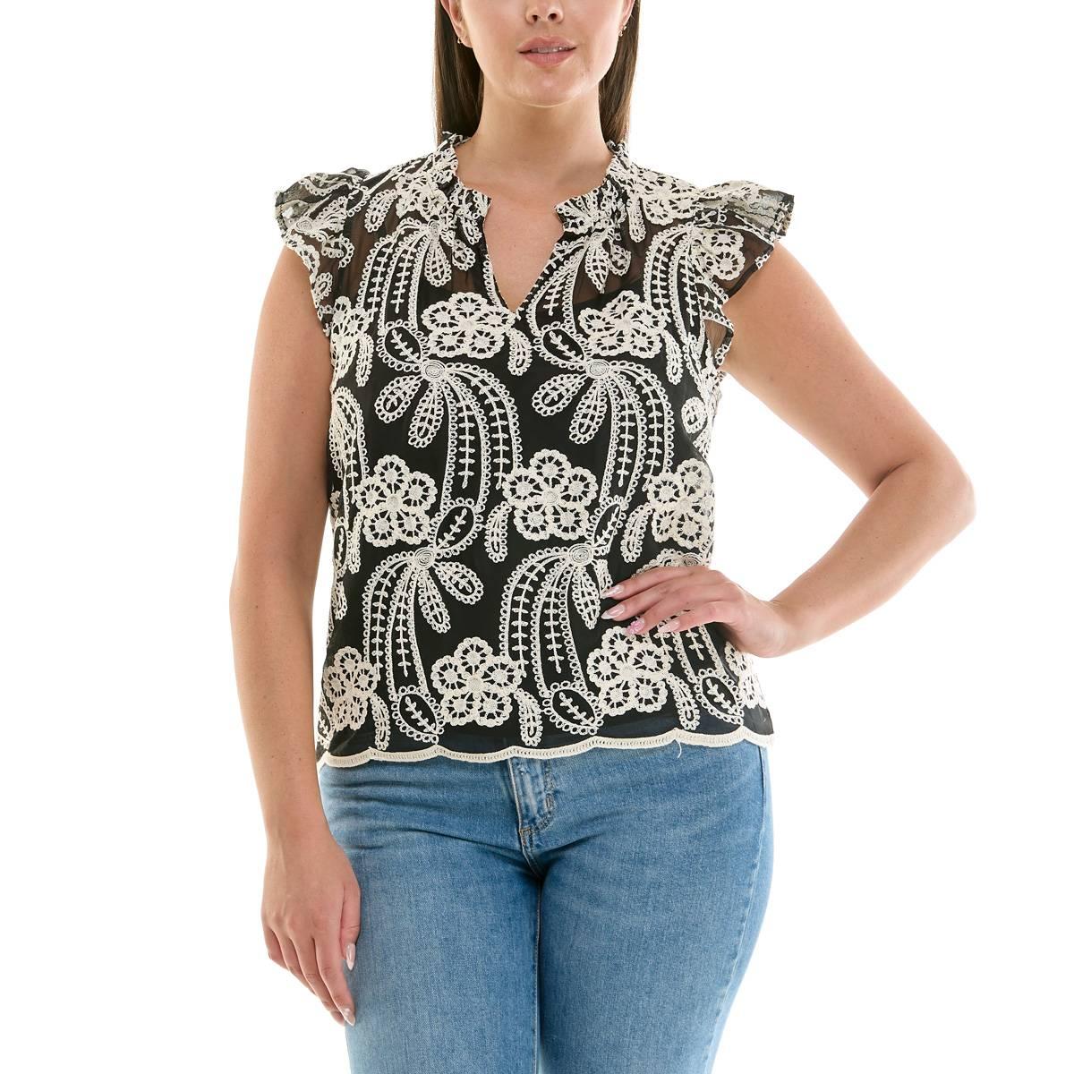 Click here for Petite Zac & Rachel Cap Flutter Sleeve Abstract Fl... prices