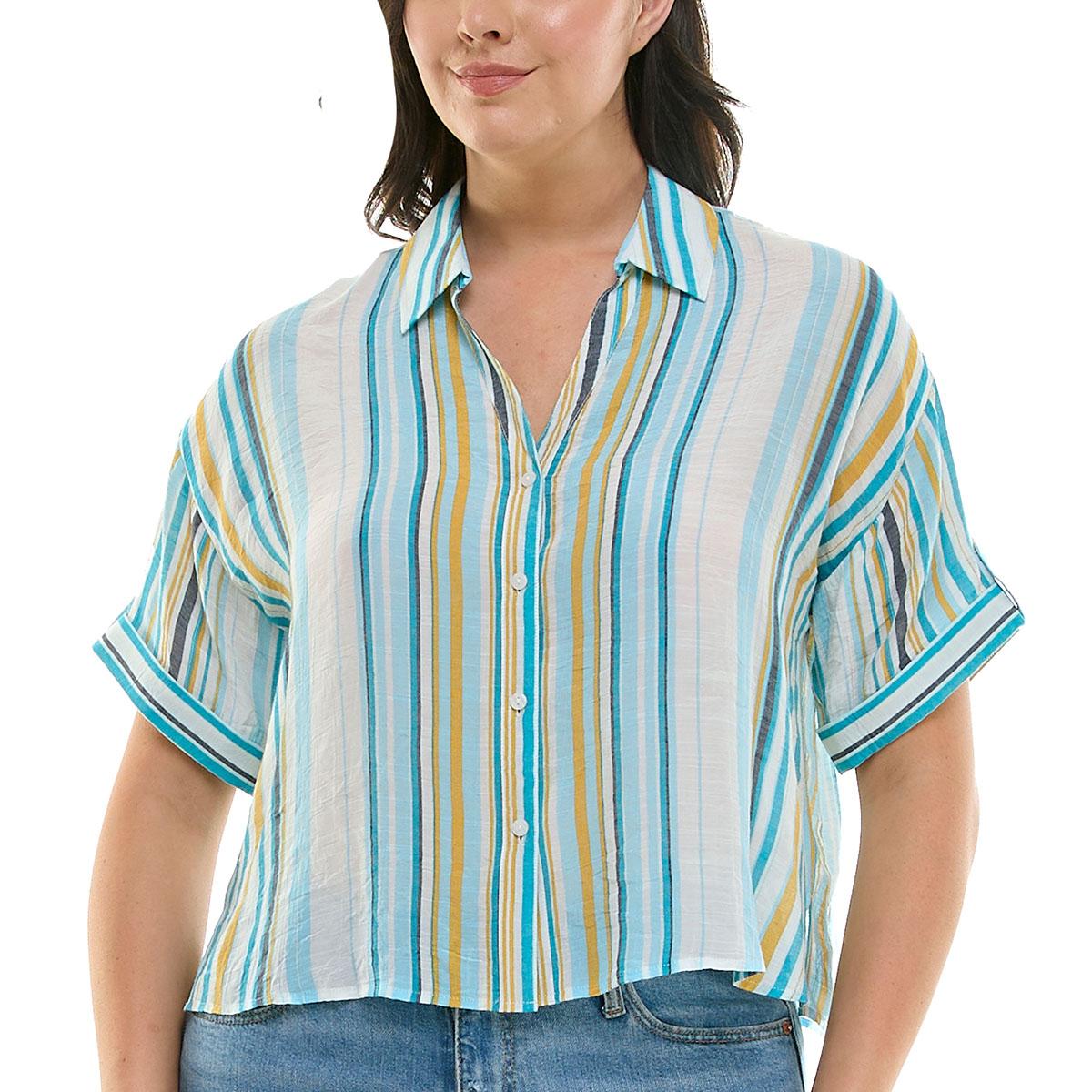 Click here for Womens Zac & Rachel Collar Stripe Button Down Blou... prices