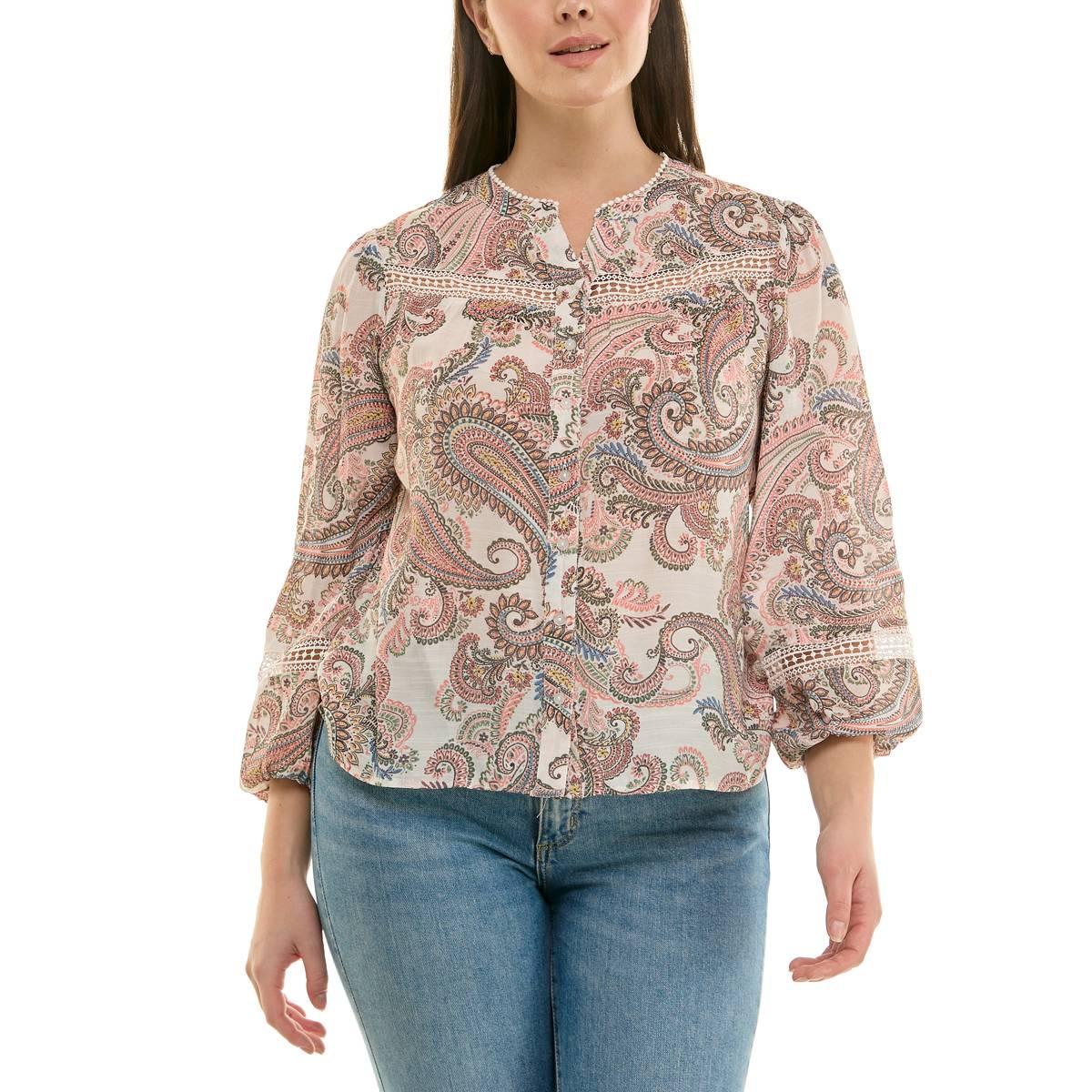 Click here for Petite Zac & Rachel 3/4 Puff Sleeve Paisley Button... prices