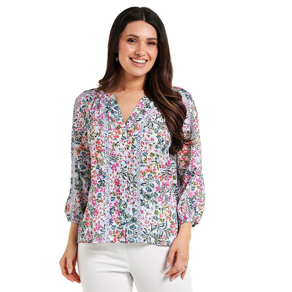 Click here for Womens Zac & Rachel Bracelet Sleeve Ditsy Floral B... prices