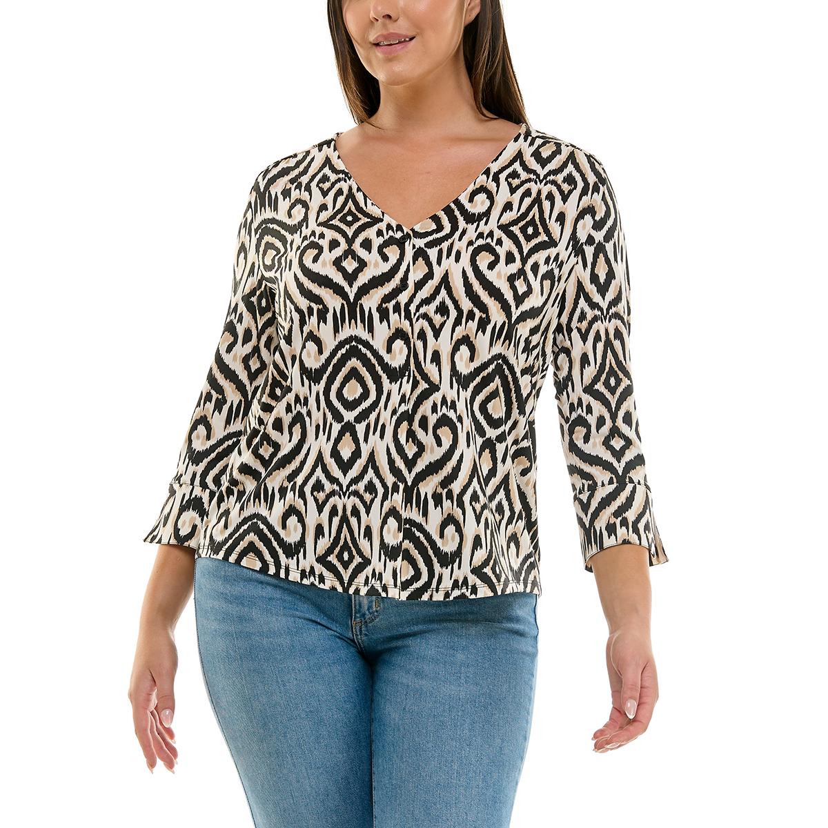 Click here for Plus Size Zac & Rachel 3/4 Sleeve Invert Pleat Ika... prices