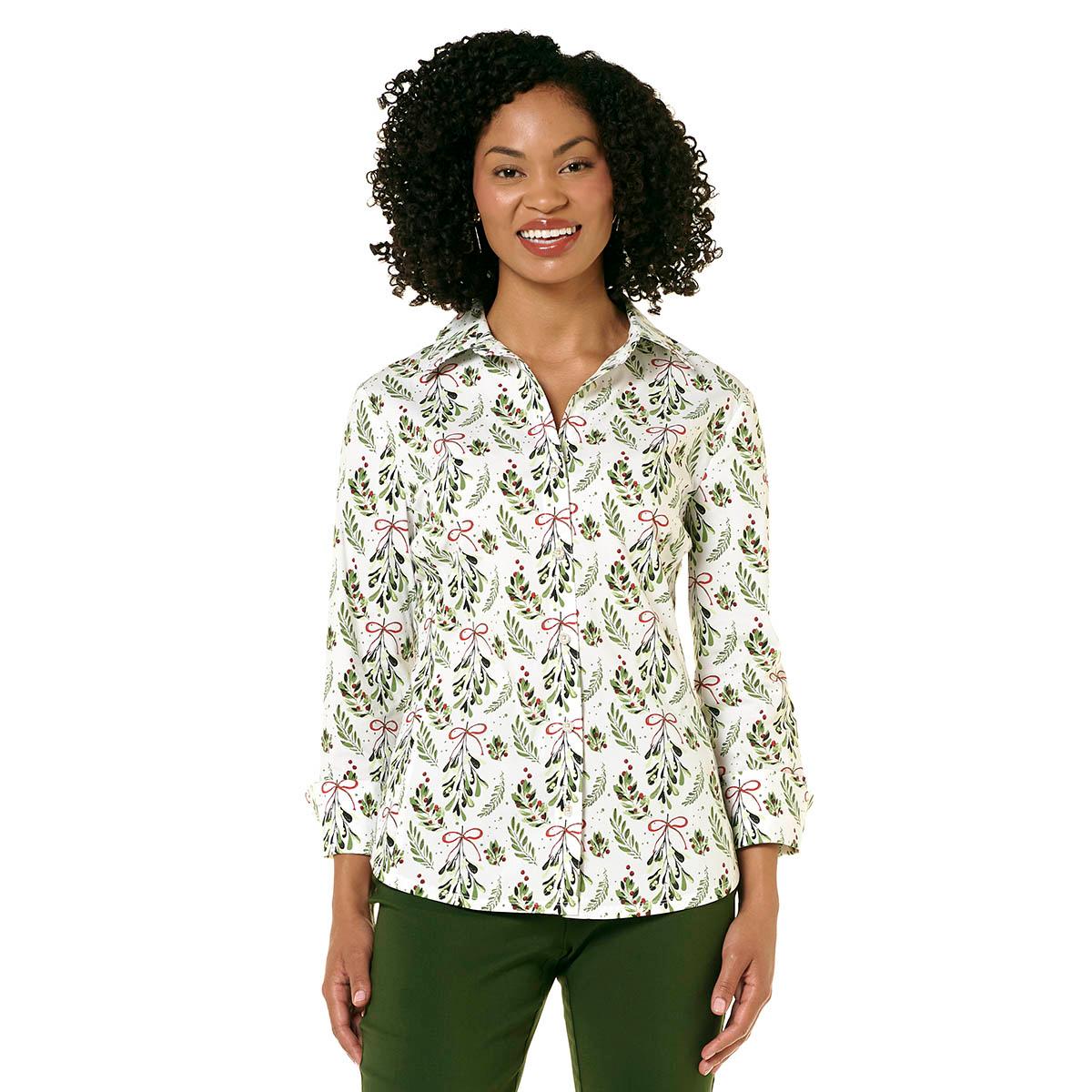 Click here for Petite Zac & Rachel 3/4 Sleeve Holiday Mistletoe B... prices