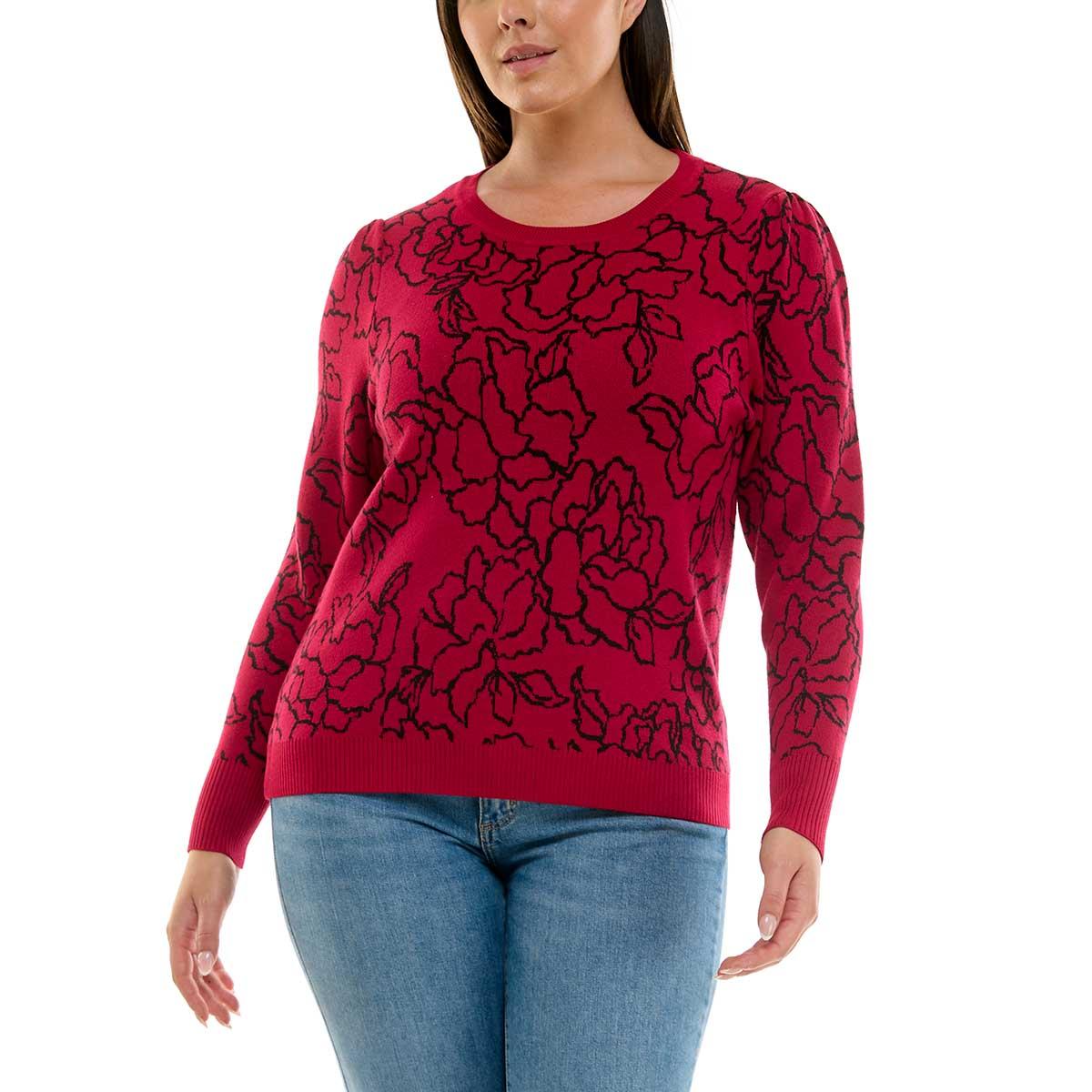 Click here for Petite Zac & Rachel Long Sleeve Floral Sweater prices