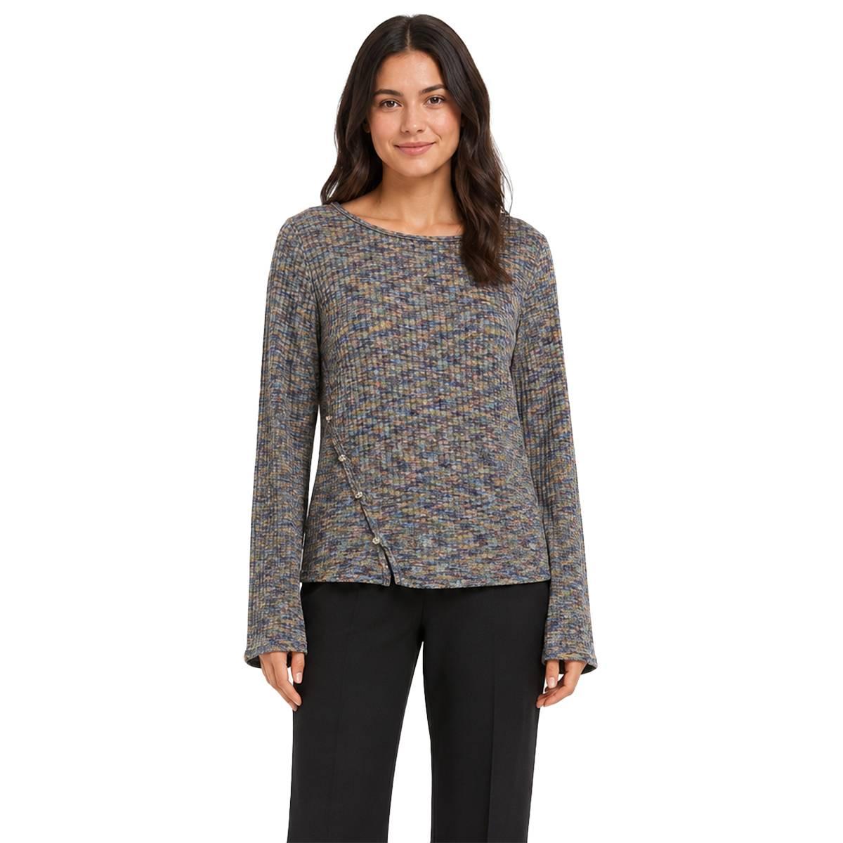Click here for Womens Zac & Rachel Long Sleeve Melange Rib Knit S... prices