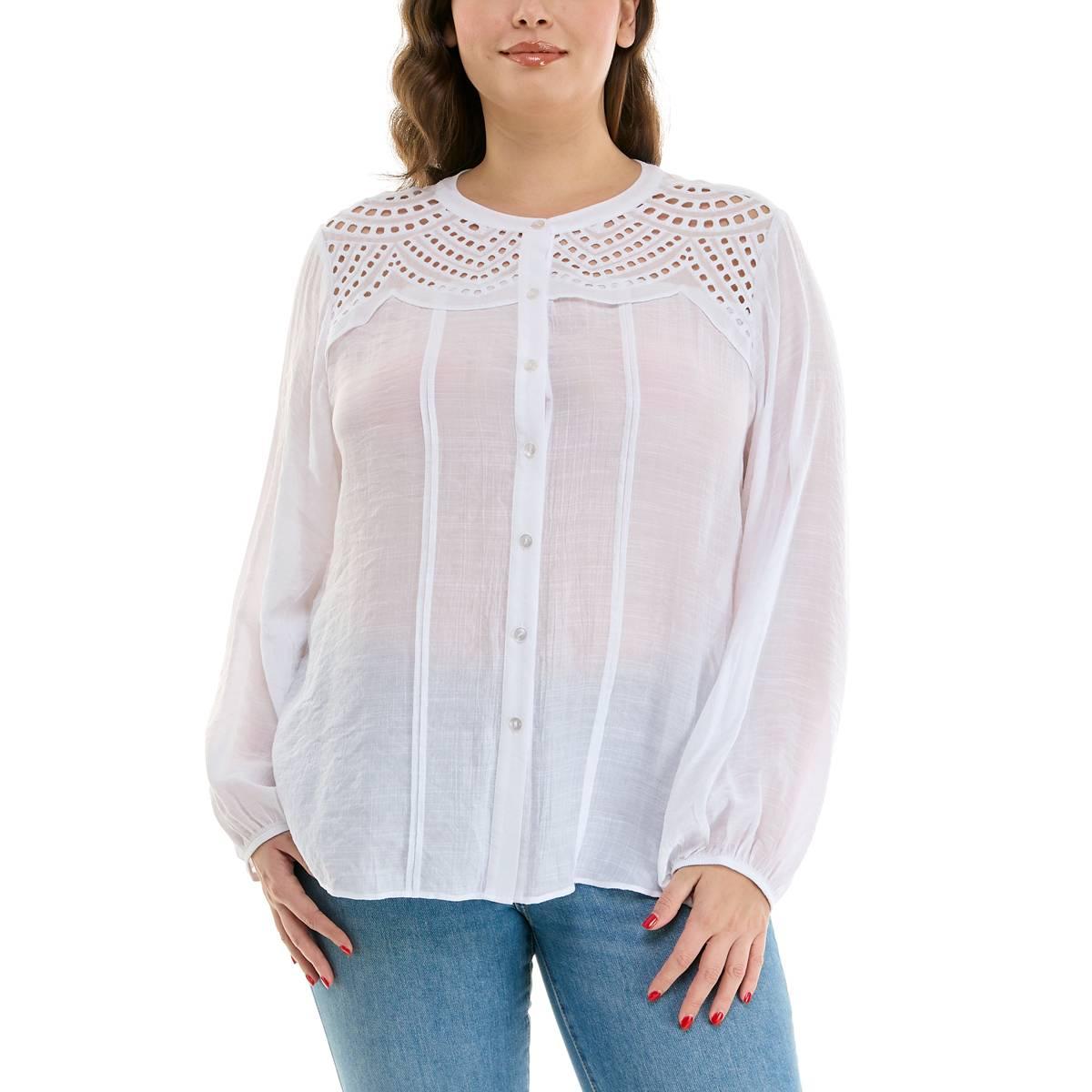 Click here for Womens Zac & Rachel Long Sleeve Button Eyelet Yoke... prices