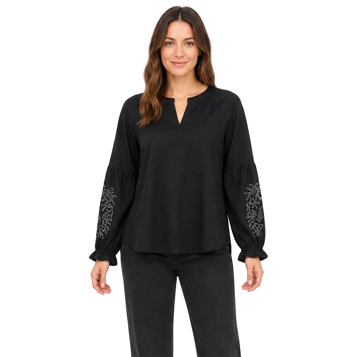Click here for Womens Zac & Rachel Long Sleeve Blouse W/ Rhinesto... prices