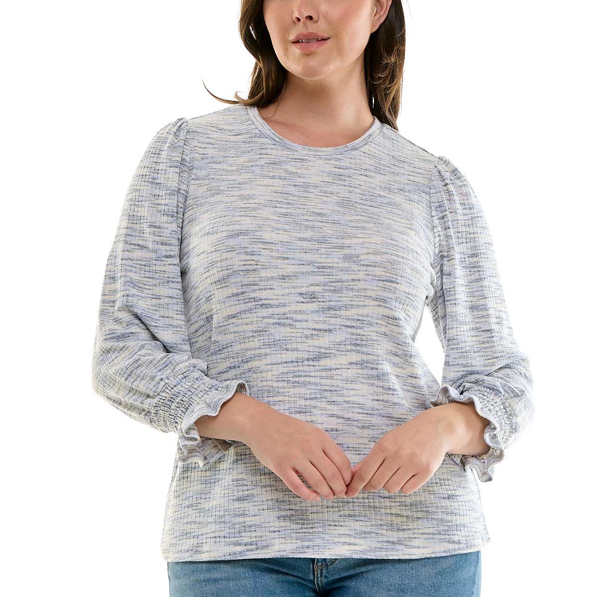 Click here for Womens Zac & Rachel Space Dye Smock Sleeve Rib Kni... prices
