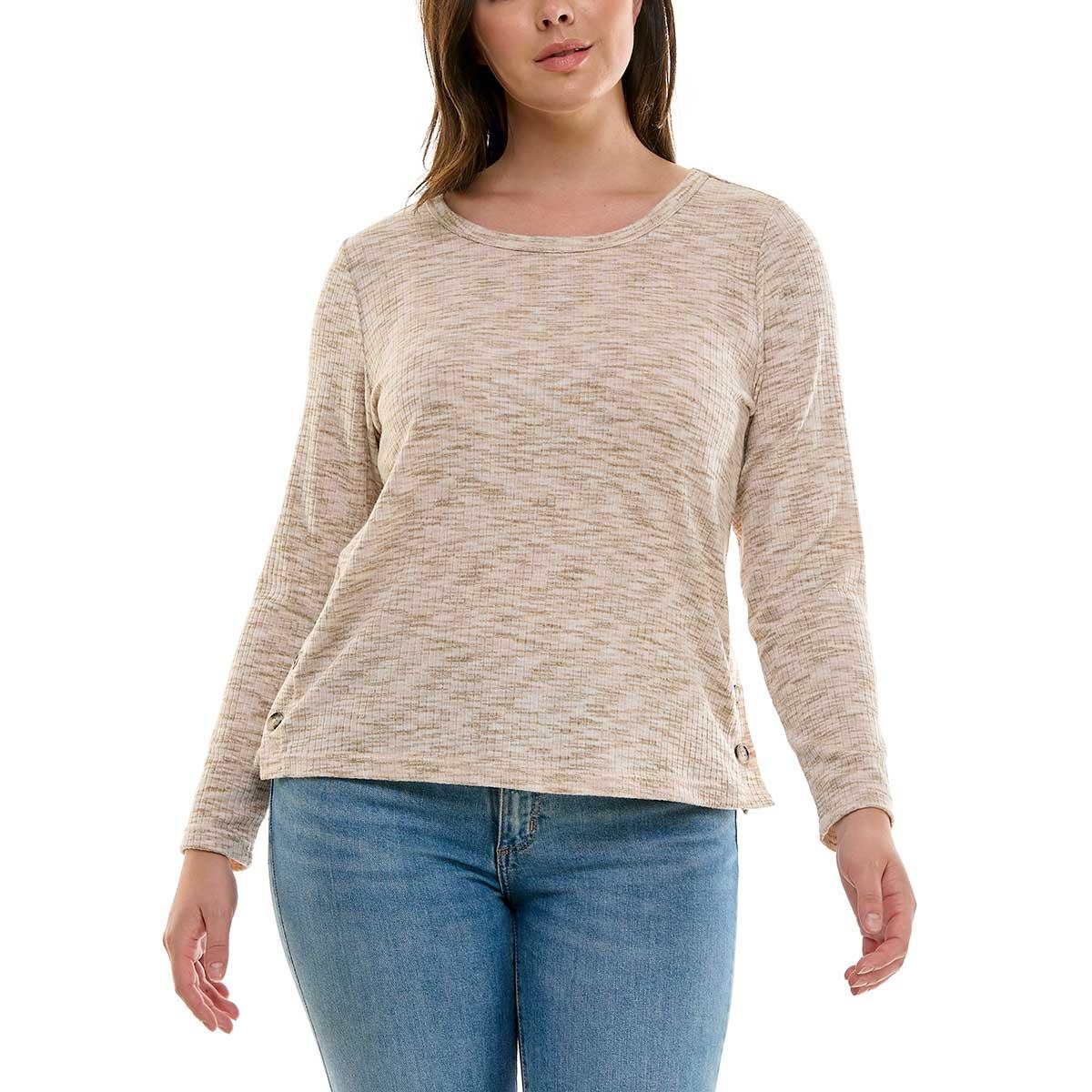Click here for Womens Zac & Rachel Long Sleeve Space Dye Melange... prices