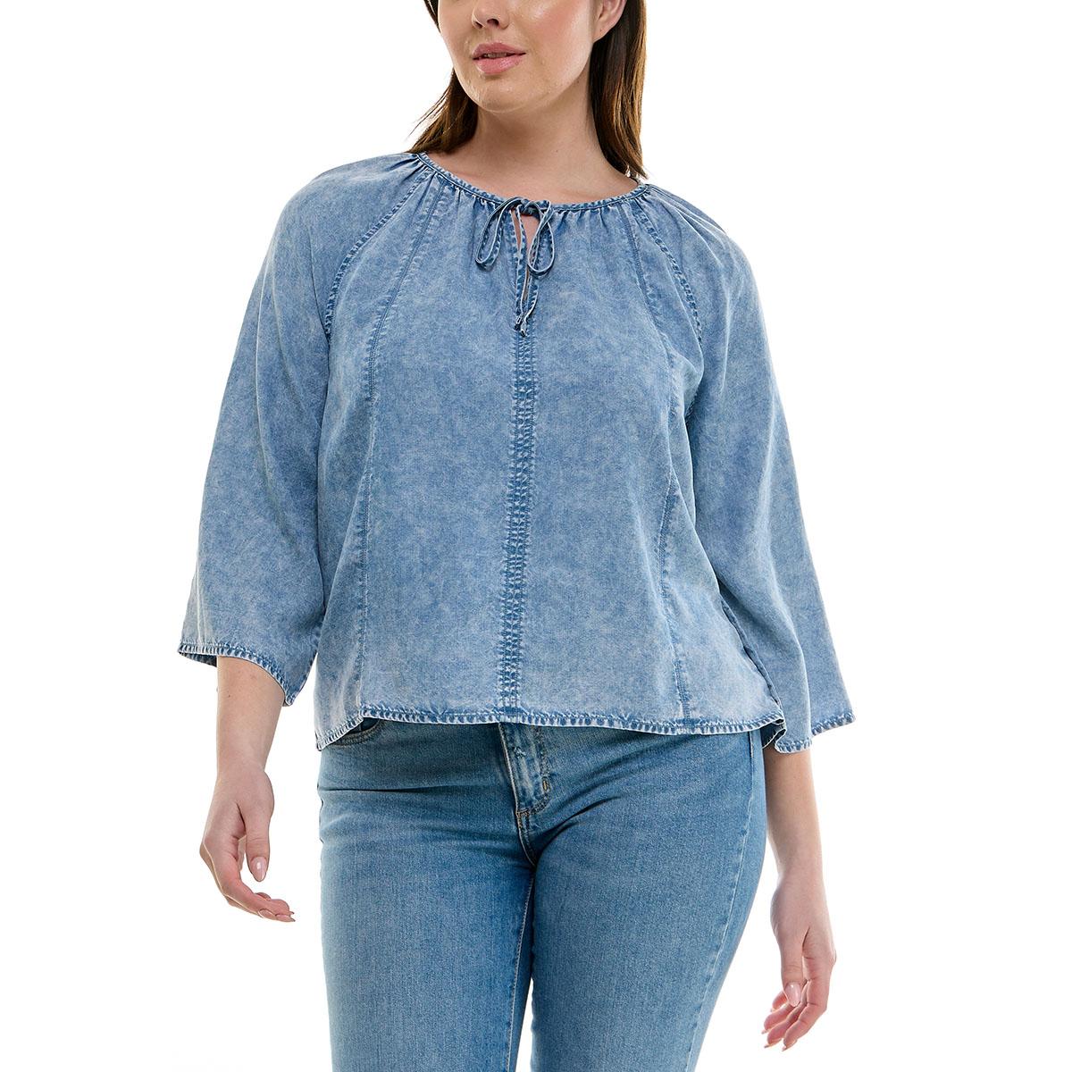 Click here for Womens Zac & Rachel Solid Long Sleeve Flower Tie N... prices