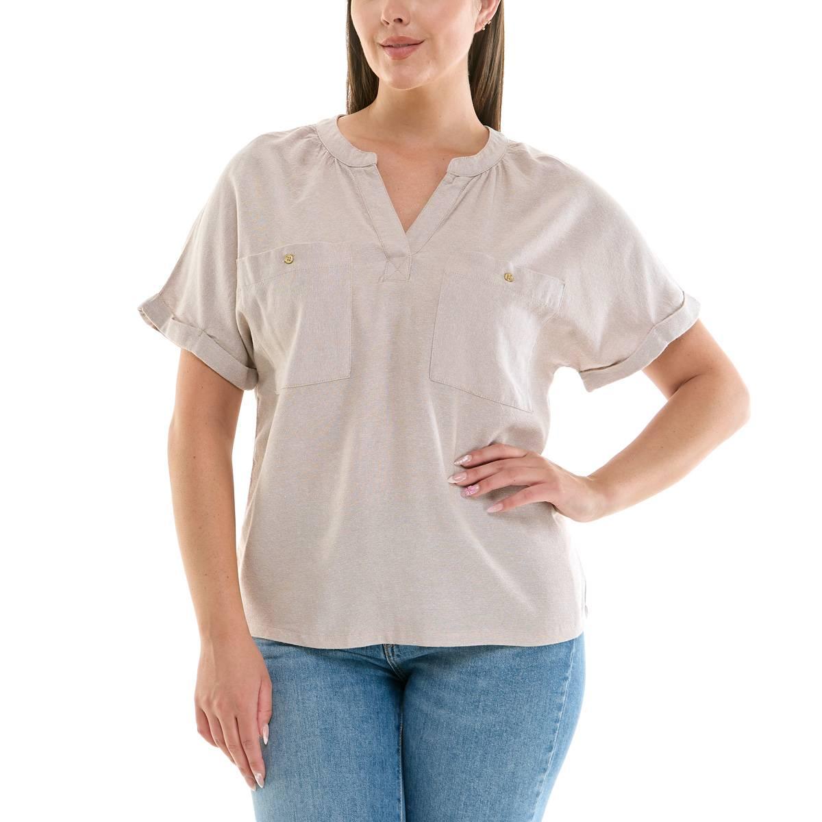 Click here for Petite Zac & Rachel Short Wide Sleeve 2-Pocket Sol... prices