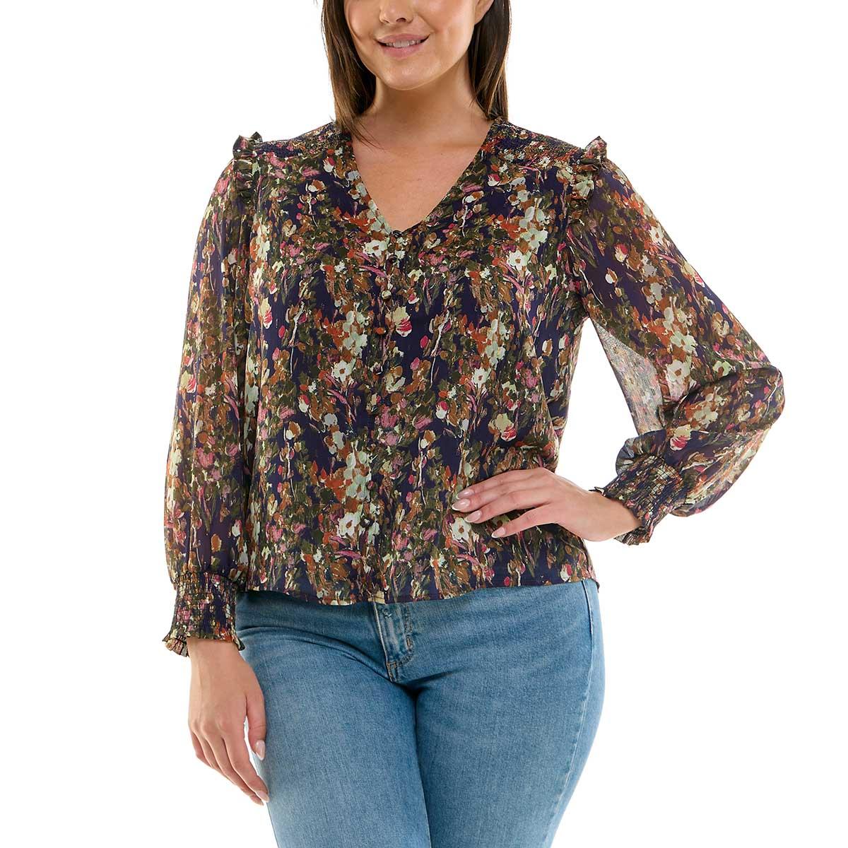 Click here for Petite Zac & Rachel Long Sleeve Pleated Shoulder F... prices