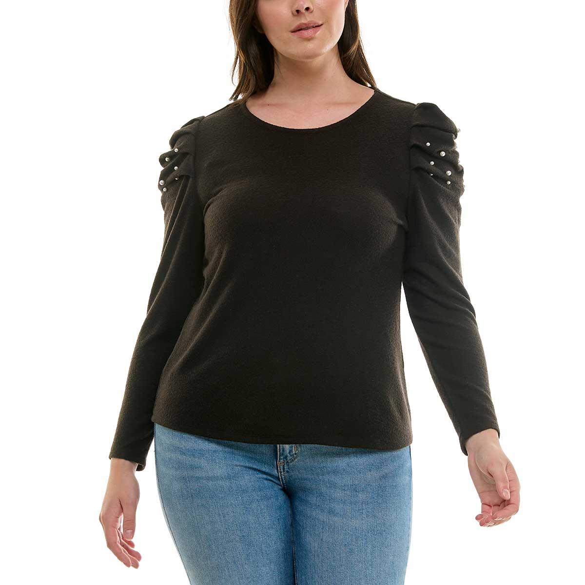 Click here for Womens Zac & Rachel Pearl Embellishment Puff Sleev... prices