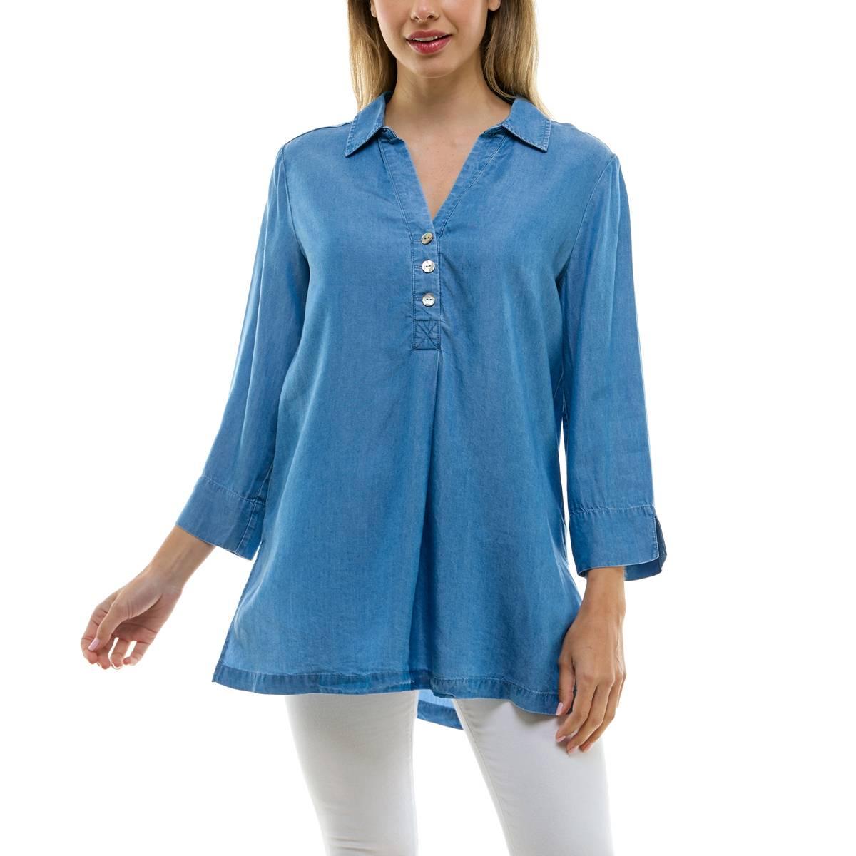 Click here for Womens Zac & Rachel 3/4 Sleeve Solid Tunic Blouse prices