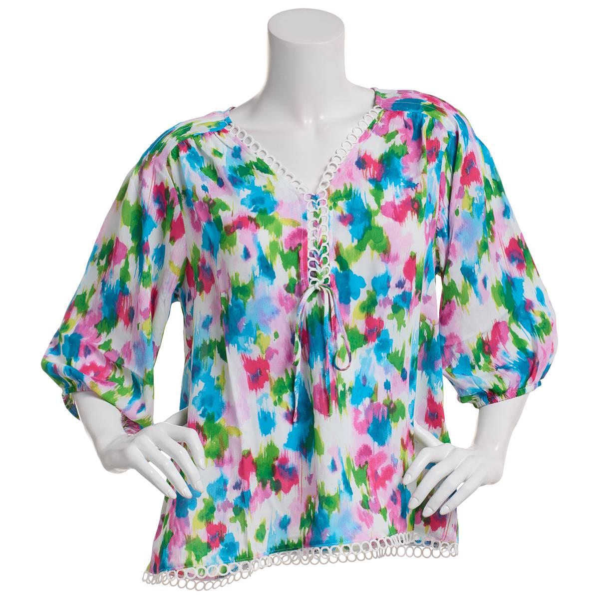 Click here for Womens Zac & Rachel Elbow Sleeve Abstract Tie Plac... prices