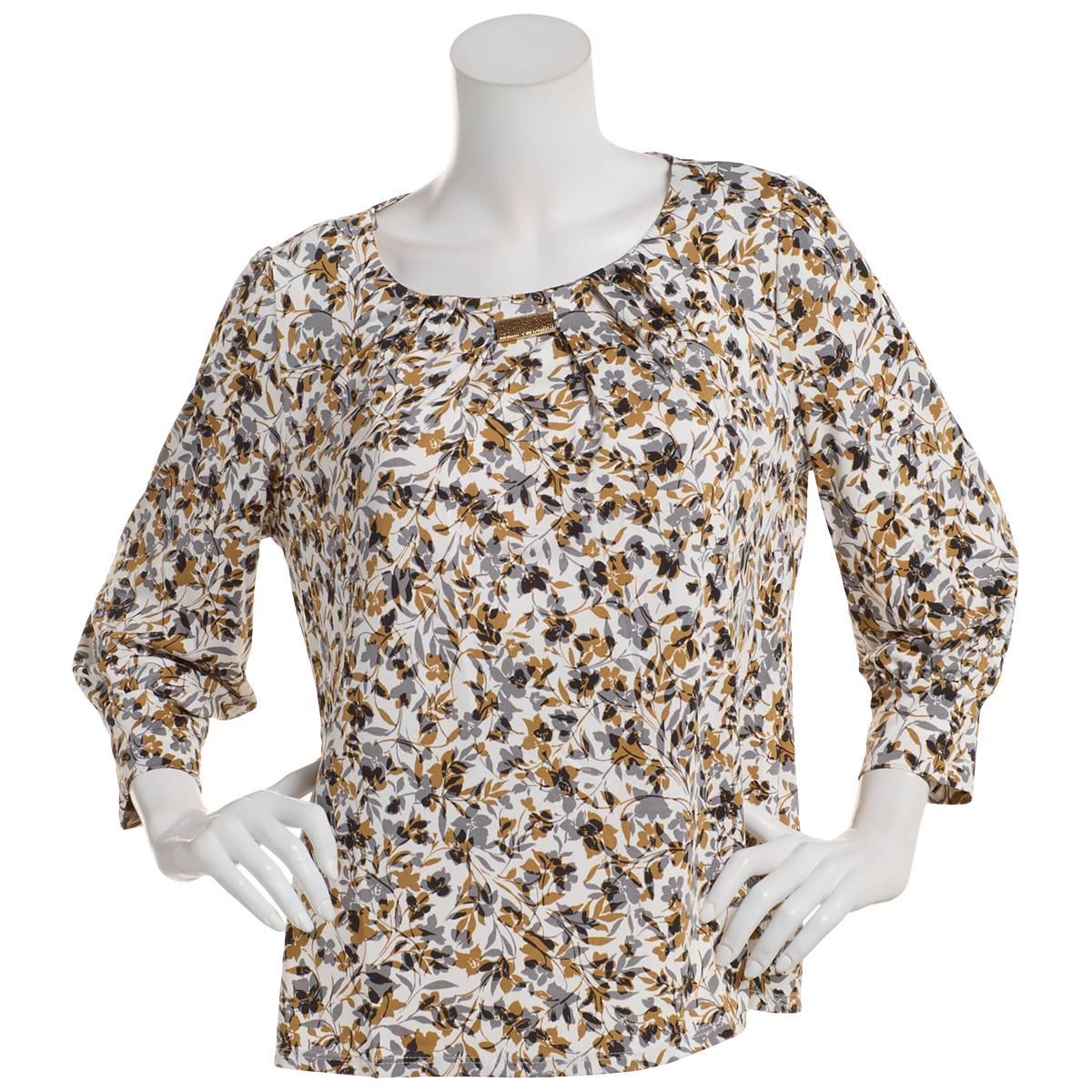 Click here for Womens Zac & Rachel 3/4 Sleeve Gold Neck Bar Flora... prices
