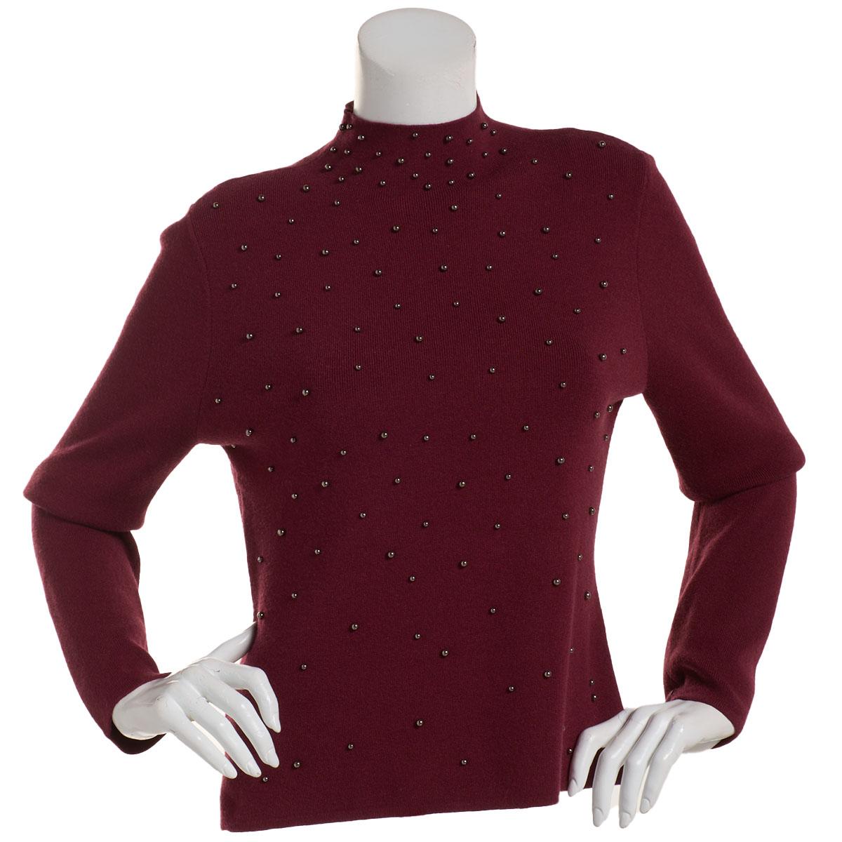 Click here for Womens Nicole Miller Long Sleeve Mock Neck Pearl S... prices